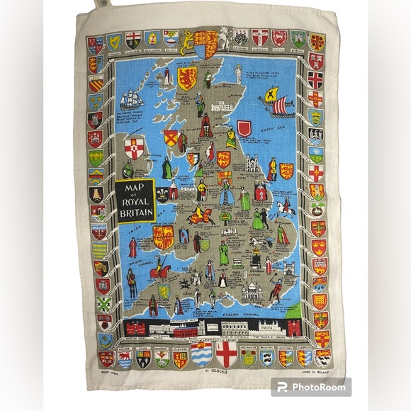 Vintage | Other | Vintage Irish Linen Kitchen Towel Map Of Royal ...
